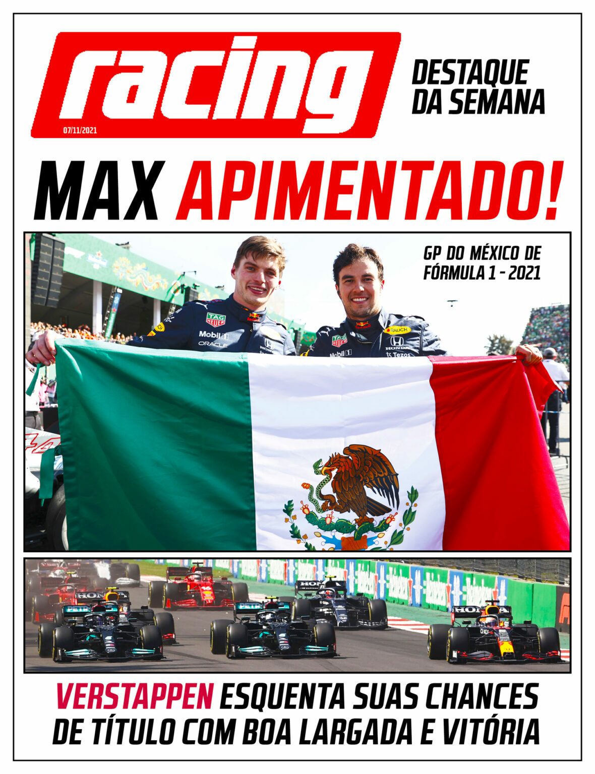 Capa RACING - GP do México de F1 2021: Max apimentado!